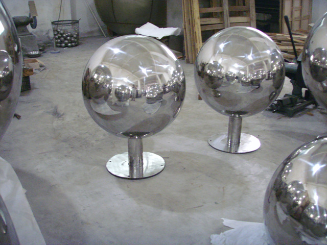 large hollow stainless steel sphere sculpture