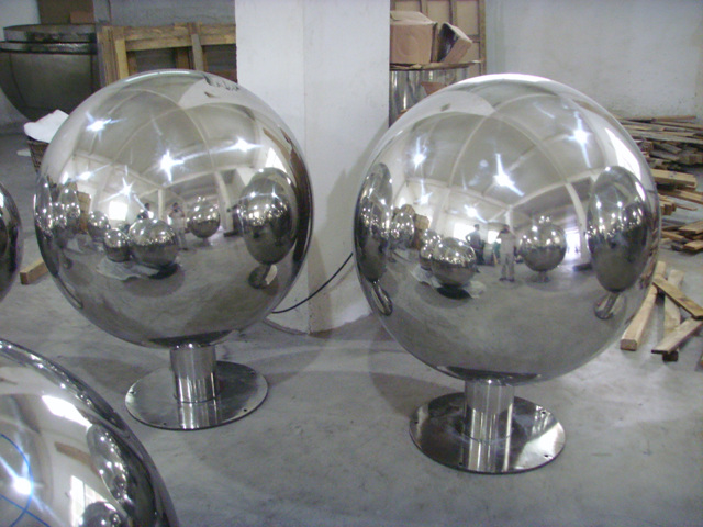 large hollow stainless steel sphere sculpture