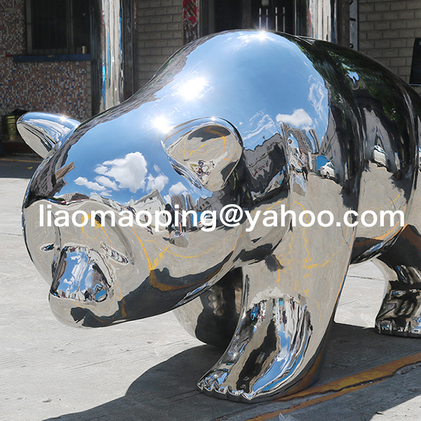 Stainless steel panda sculpture Stainless steel animal sculpture