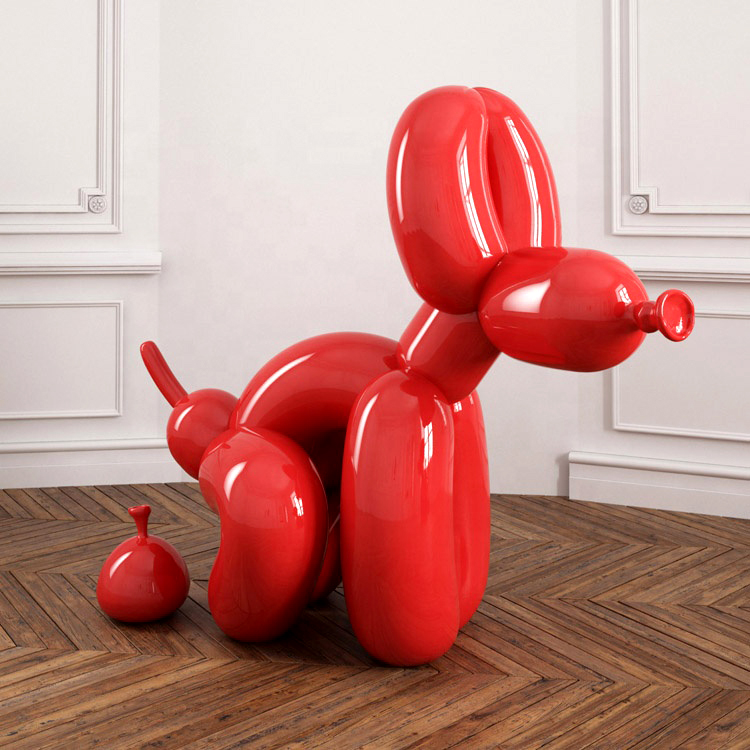 Polished colored stainless steel balloon animal sculpture dog sculpture